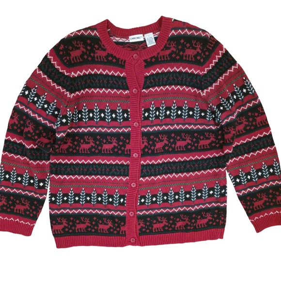 Cherokee | Sweaters | Cherokee L Red Reindeer Sweater Vintage 9s Fair ...